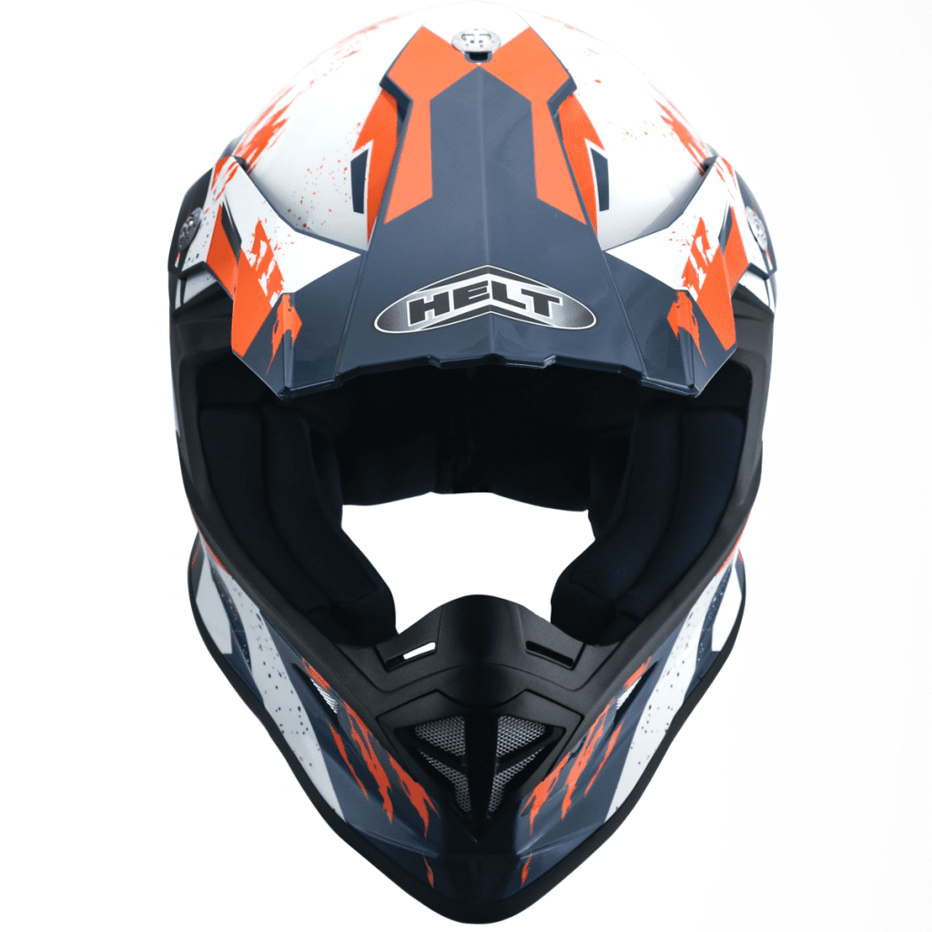 Capacete Helt Cross MX Traction Off Road – Branco/Laranja – Só Capacetes